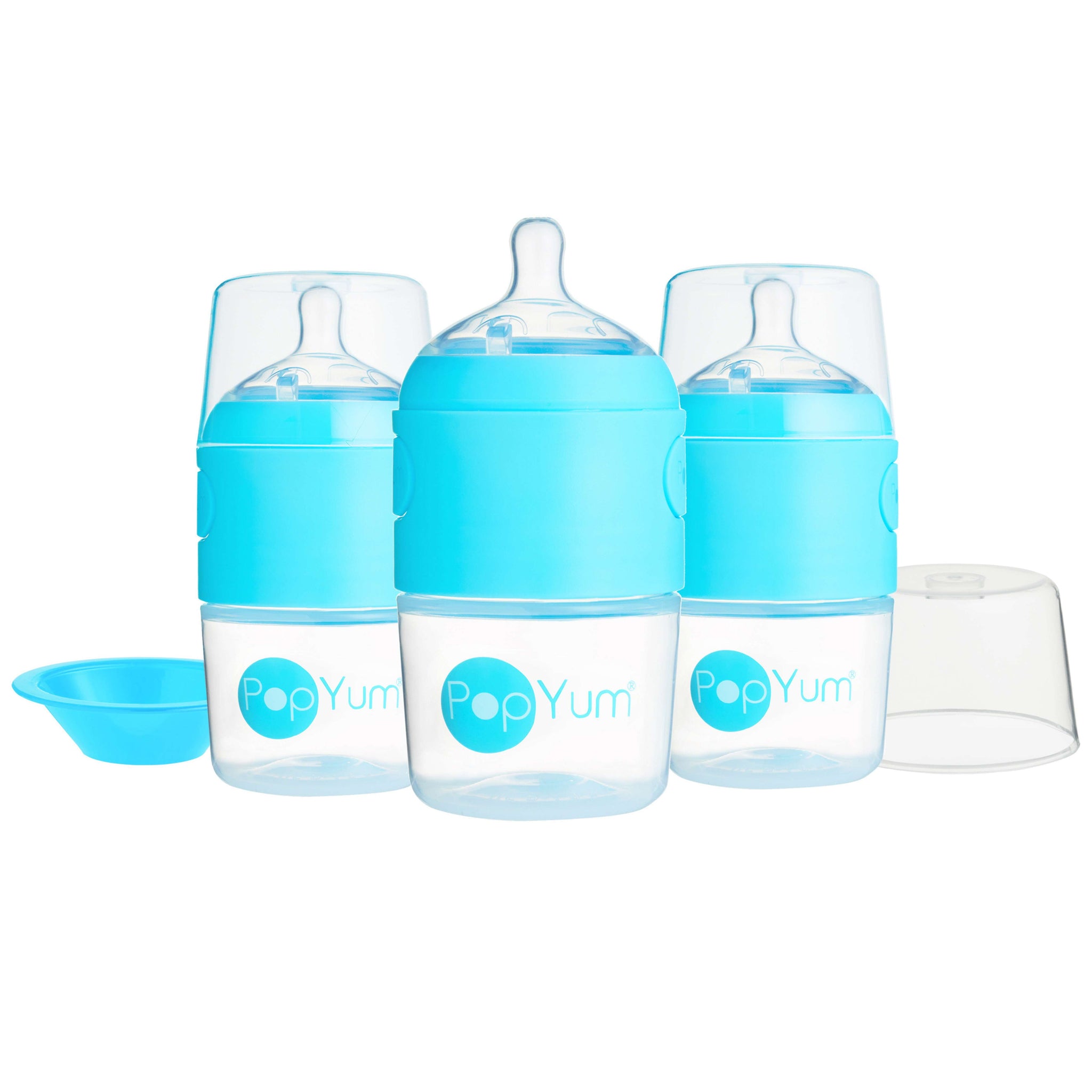 PopYum 5oz Blue Anti Colic Baby Bottle 3 Pack