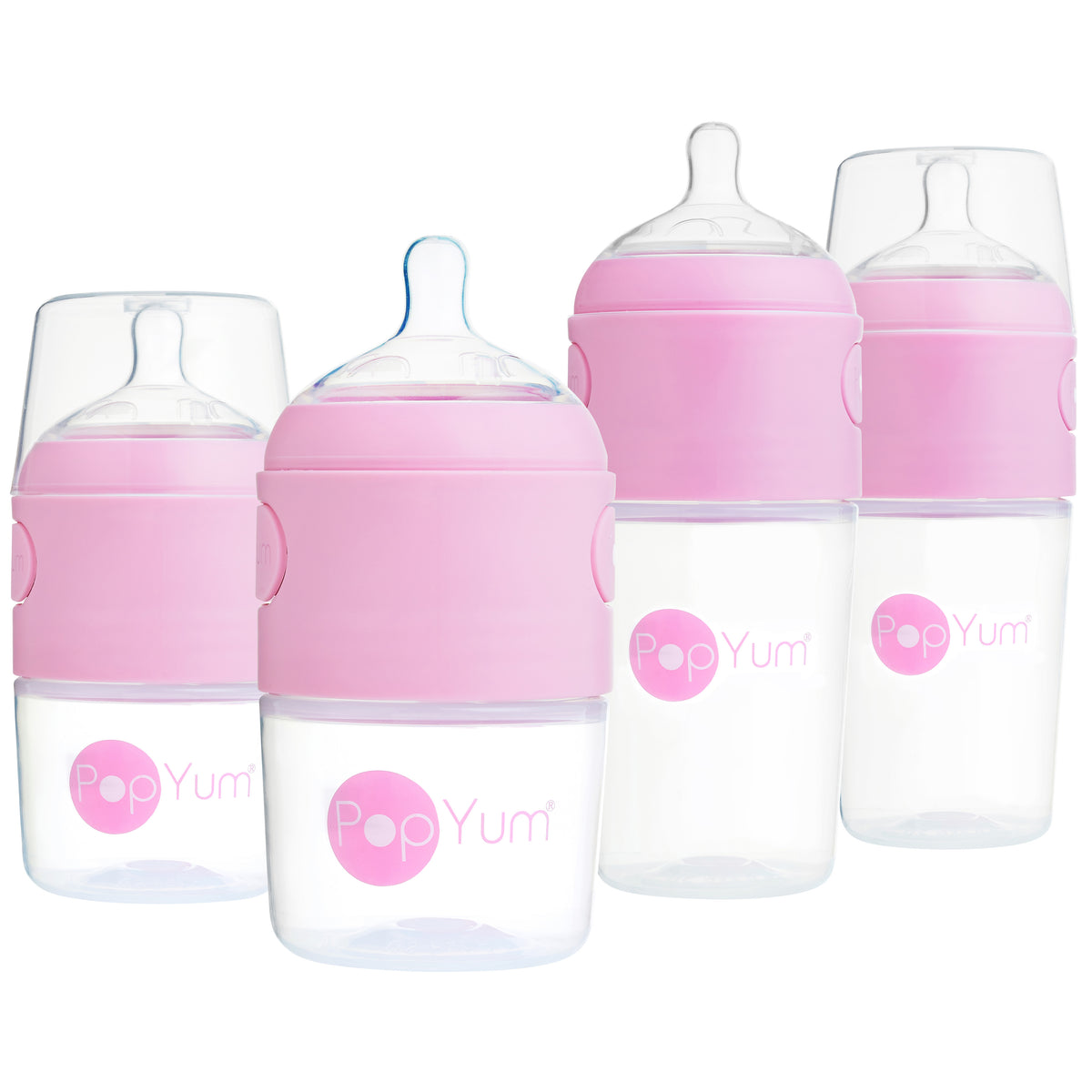 PopYum Baby Bottle Starter Set for Breast and Formula Feeding, 4-Pack,